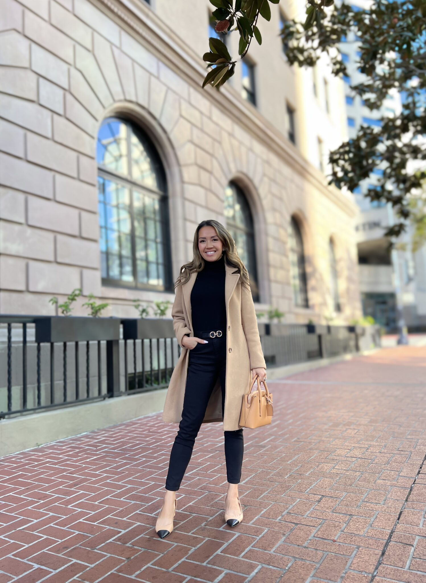 Petite Friendly Camel Coat and All Black - Stylish Petite