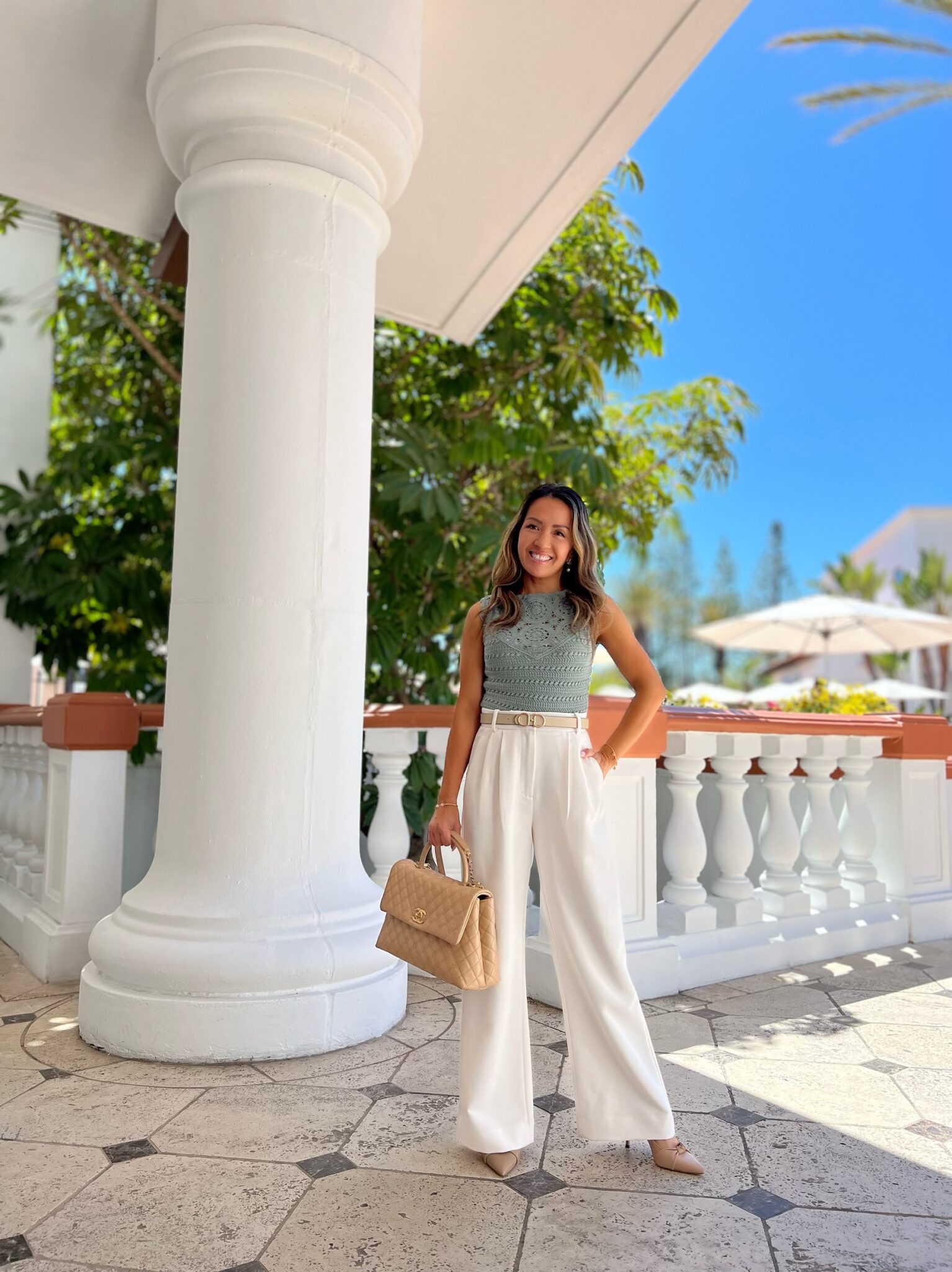 Spring Work Outfit: Trousers and Crochet - Stylish Petite